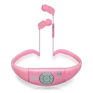 Upgraded Active Sport Waterproof Headphones - Marine Grade Water Resistant Bluetooth Headset Wireless Headphones Earbuds w/ Microphone, Handsfree Call, LED, Rechargeable Battery - Pyle PSWBT7PN (Pink)