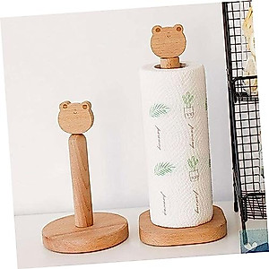 COHEALI Cartoon Tissue Holder Vertical Towel Rack Wood Bracket Paper Towel Mount Kitchen Tissue Roll Standing Hand Towel Holder Wooden Paper Towel Rack Roll Paper Support Roll Paper Holder
