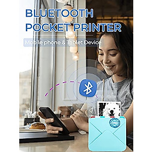 Phomemo M02S 300DPI Pocket Printer, Gift Box Set Include 6 Rolls Thermal Sticker Label Paper, Mini Bluetooth Smart Phone Printer Compatible with iOS & Android, Print for Work, Home, Study - Green