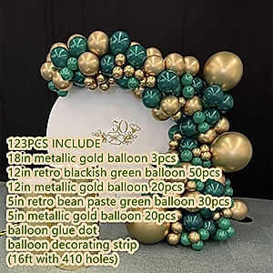Green Balloon Arch Garland Kit-Metallic Gold Balloon 123Pcs for Birthday,Baby Shower,Picnic,Jungle Safari,Wedding,Anniversary Engagement.
