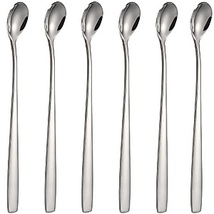 Stainless Steel Iced Tea Spoons Set of 6 Cocktail stir sticks Spoons Bar Spoon for Cold Drinks