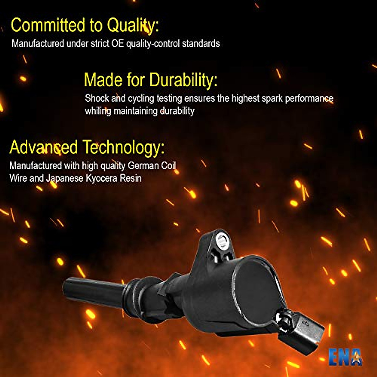 ENA Ignition Coil Pack Compatible with Ford Mercury F150 F250 E150 E350 Super Duty Lincoln Navigator Town Car Crown Victoria Expedition Grand Marquis 4.6L 5.4L 6.8L V8 Replacement for DG508 FD503