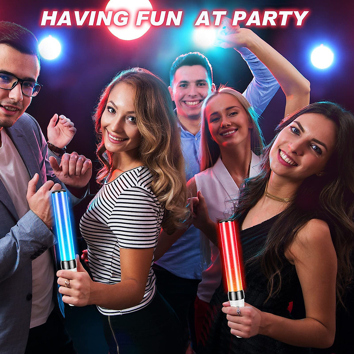 Lewtemi 3 Pcs Reusable Light Sticks 15 Color 2 Lighting Modes Lightsticks Multicolor LED Glow Sticks Flashing Bright Light Sticks for Concert Glow in the Dark Party Favor Supplies