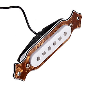 TraderPlus 1 sets Pre-wired 6-string Cigar Box Guitar Pickup with Volume & Tone for Electric Guitar (Brown)