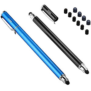 Bargains Depot (2 Pcs)[0.18-inch Fine Tip ] Stylus Touch Screen Pens 5.5" L Perfect for Drawing Handwriting Gaming Compatiable with Apple iPad iPhone Samsung Tablets and all Other Touch Screens Come with 10 Extra Rubber Tips
