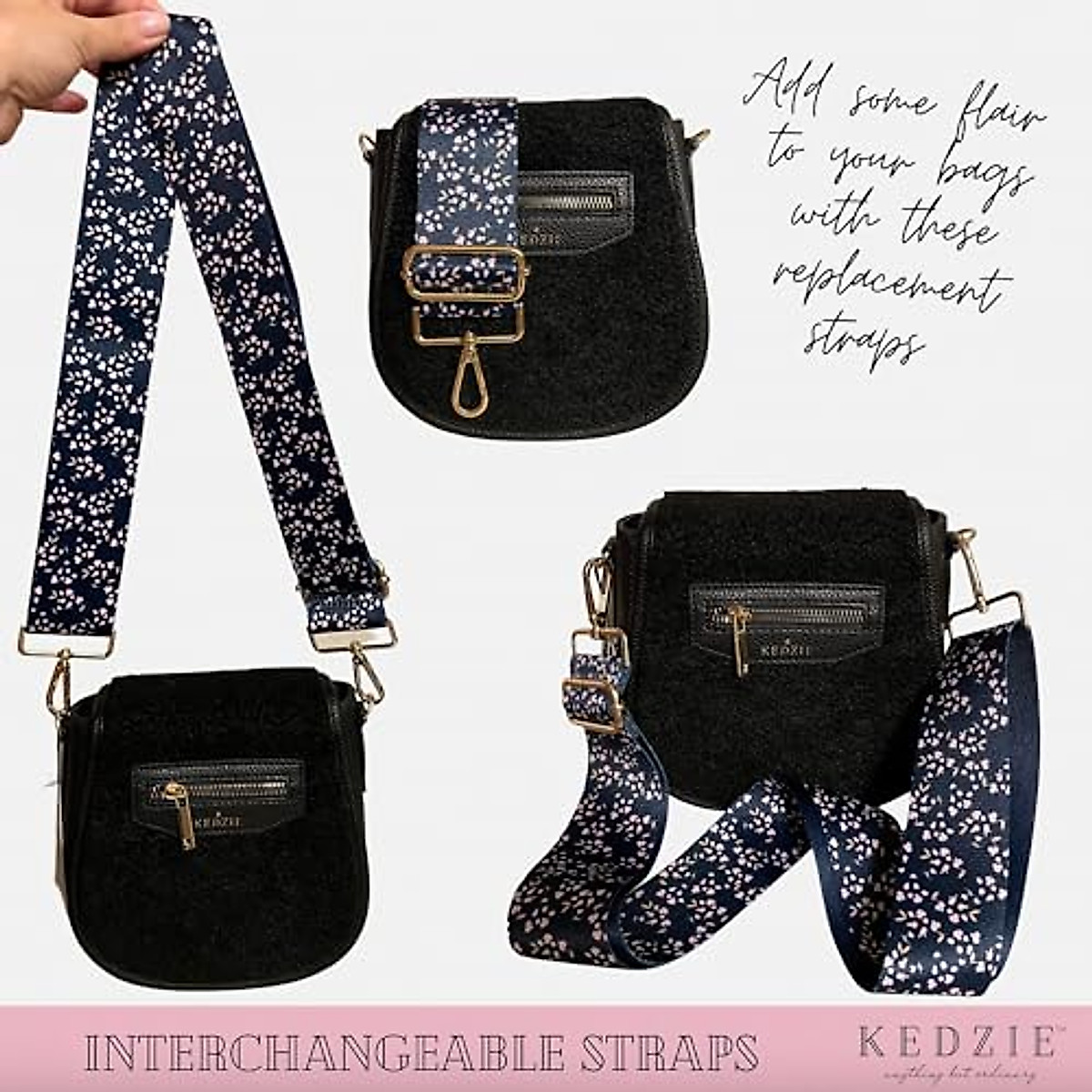 KEDZIE Interchangeable Adjustable Length 55” Handbag Purse Strap Replacement 2-inch Wide Guitar Style Crossbody Strap - Golden Hour