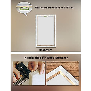 Creoate Blue Wall Art 3 Pieces Abstract Blue and White Painting Canvas Print Artwork Framed Set Home Decor for Bedroom Living Room Wall Decor Ready to Hang, Small, 8x16 Inch x3pcs