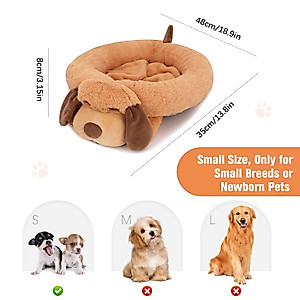 vocheer Heartbeat Puppy for Dogs Bed Anxiety Relief Plush Stuffed Animal Dog First Aid Kit with 1 Heating Pack,Small Size, 17 * 13.8", Light Brown