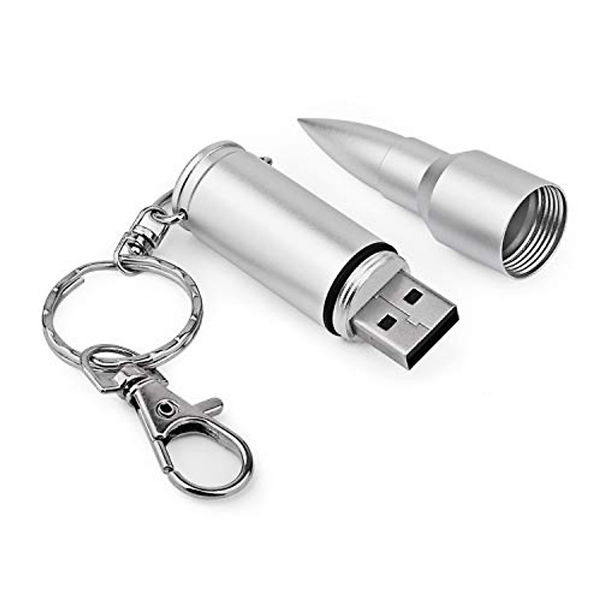 RAOYI 64G USB Flash Drive USB 2.0 Metal Memory Stick Pen Drive Thumb Drive Zip Drive with Key Chain (Silver)