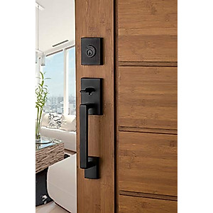 Baldwin SCLAJXCONCSR190 SC.LAJxCON.CSR La Jolla Sectional Single Cylinder Keyed Entry Handleset with Interior Contemporary Knob