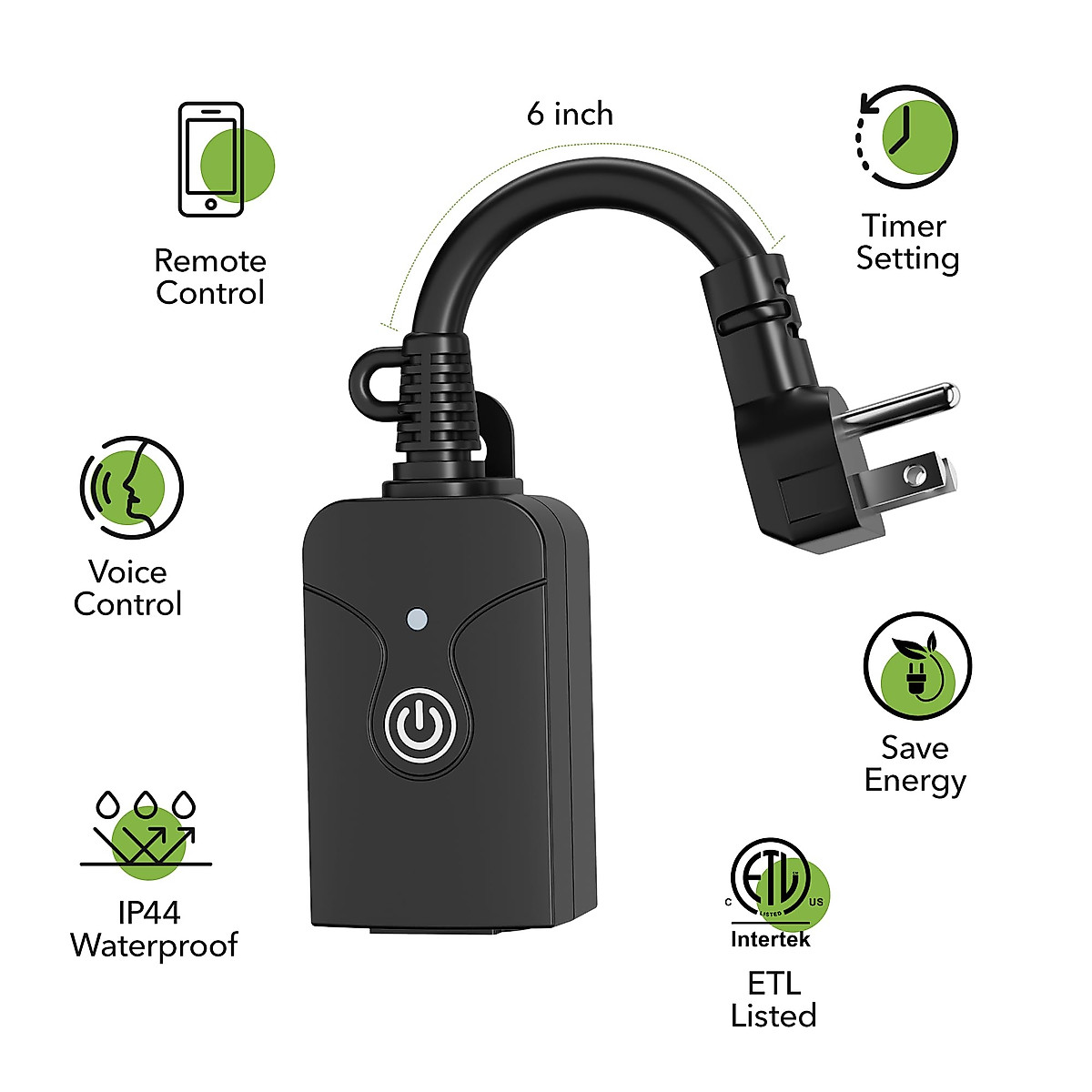 Outdoor Smart WiFi Plug Outlet, HBN Heavy Duty Wi-Fi Timer with One Grounded Outlet, Wireless Remote Control by App Compatible with Alexa and Google Home Assistant 2.4 GHz only, ETL Listed (1 Pack)