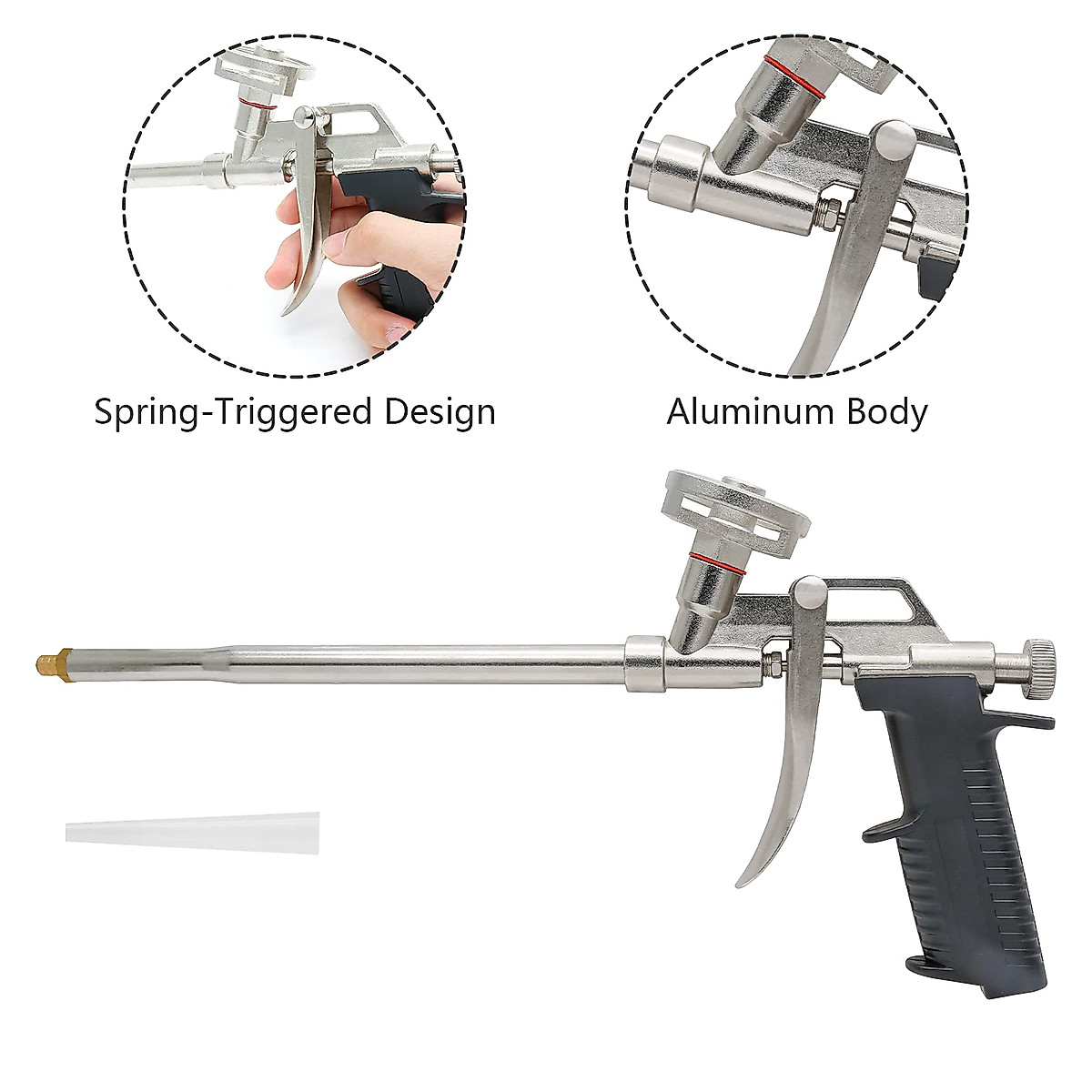 Qjaiune PU Spray Foam Gun Sealant Application Gun, Spray Insulation Expanding Foam Gun Applicator, Heavy Duty Dispensing Caulking Gun for Filling Sealing Windows Gap