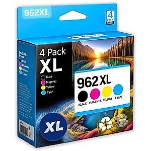 5-Star Compatible Ink Cartridge Replacement for HP 962XL. Works with OfficeJet Pro 9028 9029 9010 9015 9018 9025 9020 9012 9026 9027 Printers. 4 Pack (Black, Cyan, Magenta, Yellow)