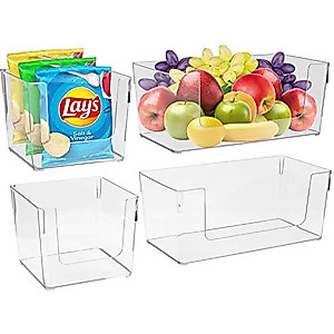 Sorbus Open Plastic Storage Bins Combo Set - Clear Pantry Organizer Box Bin Containers for Organizing Kitchen Fridge, Food, Snack Pantry Cabinet, Fruit, Vegetables, Bathroom, Square & Rectangle Set