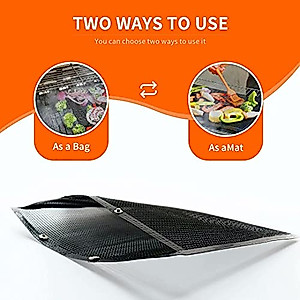 Tekfab 2 Pcs Barbecue Grill Mesh Bag, Non-Stick, Heat-Resistant, Reusable and Easy-to-Clean BBQ Net Bag for Outdoor Picnic Cooking and Barbecue - 8.7 x 10.6 Inches