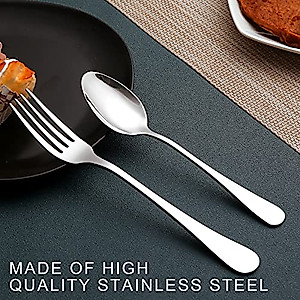 Set of 12, Stainless Steel Dinner Forks and Spoons Silverware Set, Heavy-Duty Dinner Forks (8 Inch) and Spoons(7 Inch) Cutlery Set, Dishwasher Safe (Silver)