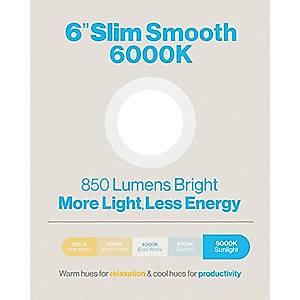 Sunco Lighting 24 Pack 6 Inch Ultra Thin LED Recessed Ceiling Lights Slim, 6000K Daylight Deluxe, Dimmable 14W=100W, Smooth Trim, Canless Wafer Thin with Junction Box
