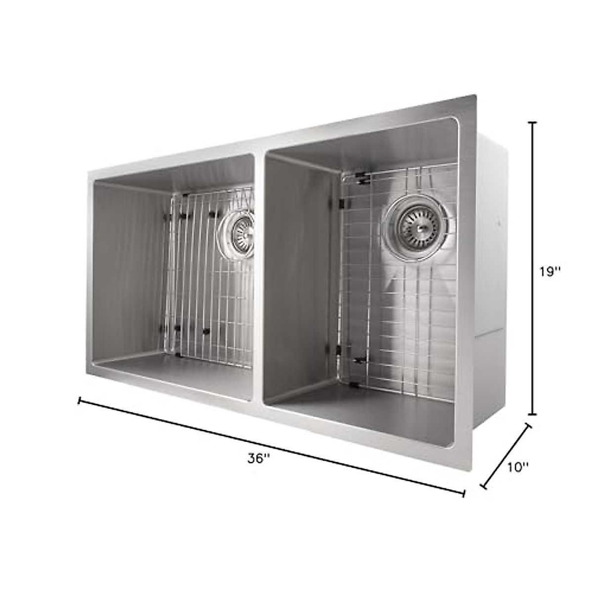 ZLINE 36" Chamonix Undermount Double Bowl Stainless Steel Kitchen Sink with Bottom Grid (SR60D-36)