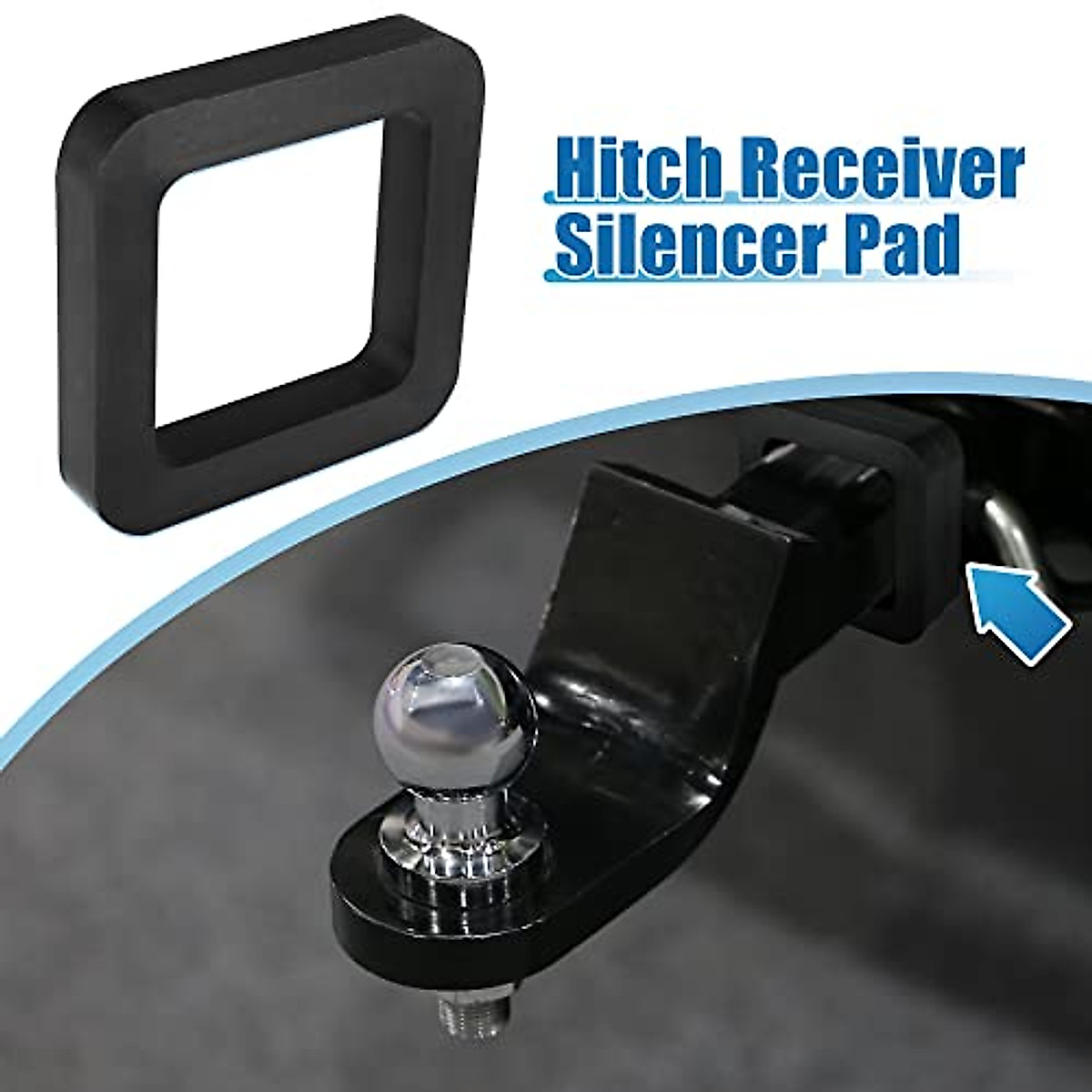 A ABSOPRO Hitch Receiver Silencer Pads 2 Inch Noise Reduction Muffler Pads for Car Adjustable Ball Mounts Rubber Black (Set of 5)