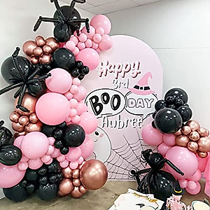 Pink Black Balloon Garland Metallic Rose Gold Balloon Different Size Black Latex Pastel Pink Arch Kit for Baby Shower Birthday Bridal Shower Wedding anniversary Anniversary Graduations Decoration