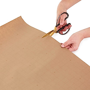 Hallmark Recyclable Christmas Wrapping Paper with Cut Lines on Reverse (3 Rolls: 90 sq. ft. ttl) Kraft Brown with Santas, Green Trees, Red Stripes