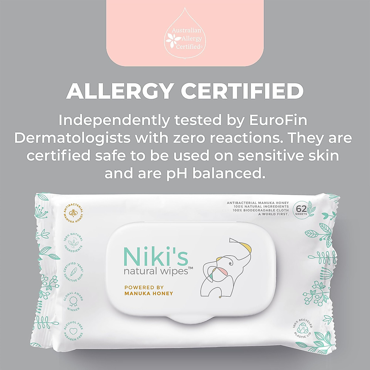 Niki's Natural Baby Wipes | Sensitive Organic Baby Wipes | Made with Manuka Honey and Coconut Oil, No Added Scents | EWG Verified | 744 Wipes (12 Pack x 62 Count Wipes) Baby Wipes Bulk
