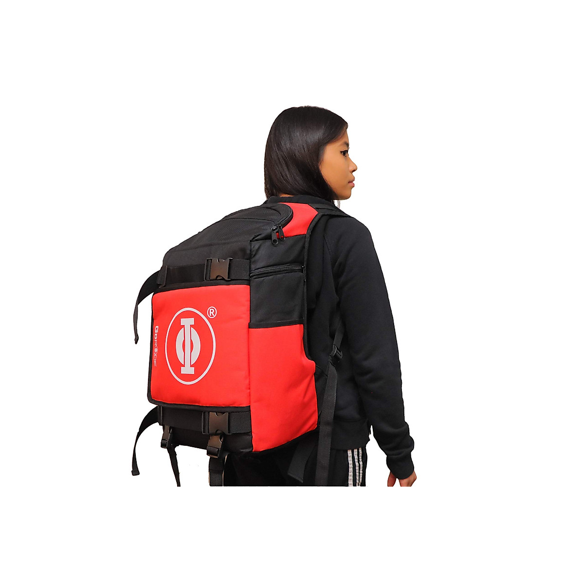 GoRide Electric Longboard Skateboard Backpack Bag Carrier with Laptop Holder (Black, Red)