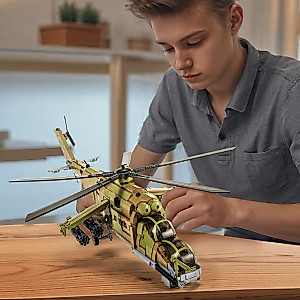 DAHONPA MI-24S Helicopter Medium Utility Military Army Airplane Building Bricks Set, 850+ Pieces Air-Force Build Blocks Toy, Gift for Kid and Adult