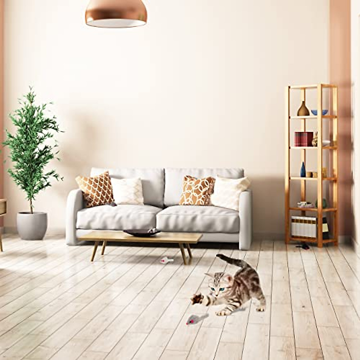 Penn-Plax Play Fur Mice Cat Toys | Mixed Bag of 12 Play Mice with Rattling Sounds | 3 Color Variety Pack - CAT531, Black and White