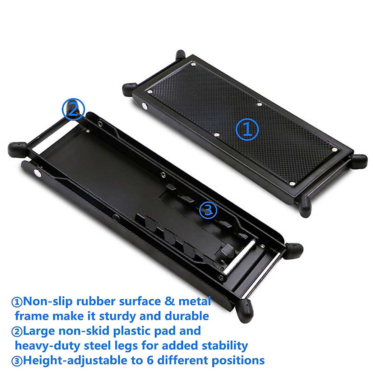 Miwayer Guitar Foot Rest 4-Position Height Adjustable Rubber End Caps and Non-Slip Rubber Padfor Com fortable and Solid Support