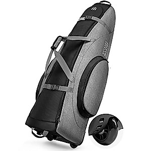 OutdoorMaster Padded Golf Club Travel Bag with Wheels, 900D Heavy Duty Oxford Waterproof -Alligators - Black + Gray