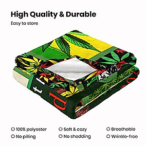 Socira Weed Blanket, Marijuana Gifts Flannel Sherpa Blanket, Large Leaf Blanket Soft Bed Blanket,Cozy Fleece Throw Blanket for All-Season,Weed Stuff Sheets for Bedroom Living Room 60''X80''