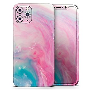 Design Skinz Marbleized Pink and Blue Paradise V712 Protective Vinyl Decal Wrap Skin Cover Compatible with The Apple iPhone 11 Pro Max (Screen Trim & Back Glass Skin)