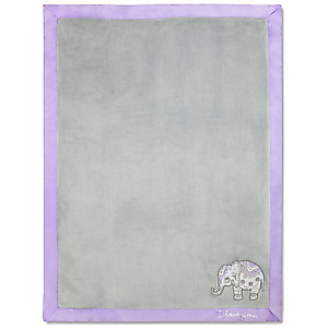 Wendy Bellissimo Super Soft Plush Baby Blanket - Elephant Baby Blanket from The Anya Collection in Lavender and Grey (30x40)