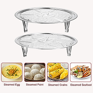 uxcell 3pcs Stainless Steel Steamer Rack with Stand, 8.6 Inches/9.5 Inches/10.2 Inches Pot Steaming Tray for Steamer Cookware Instant Pressure Cooker