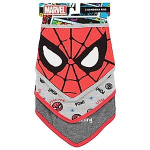 Happy Threads Marvel Spiderman Baby Unisex Bandana Bib 3-Pack - Spider-Man Baby Bibs