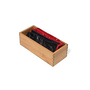 Lipper International Bamboo Wood Utensil Holder Storage Box for Cooking Tools, Makeup, or Office Supplies, 4" x 9 1/4" x 3"
