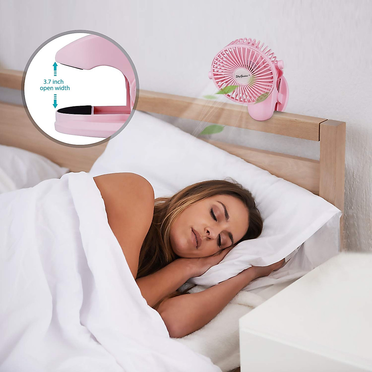 SkyGenius Battery Operated Clip On Baby Stroller Fan (Pink)