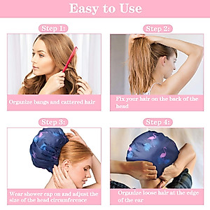 3 Pack Extra Large Double Layer Adjustable Shower Caps for Women, Waterproof Exterior & EVA Lining, Oversized Design for All Hair Lengths