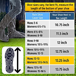 benoo Waterproof Shoe Covers | Rain Shoe Covers, Heavy Duty & Reusable (Men12-13 | Women13½-14½)