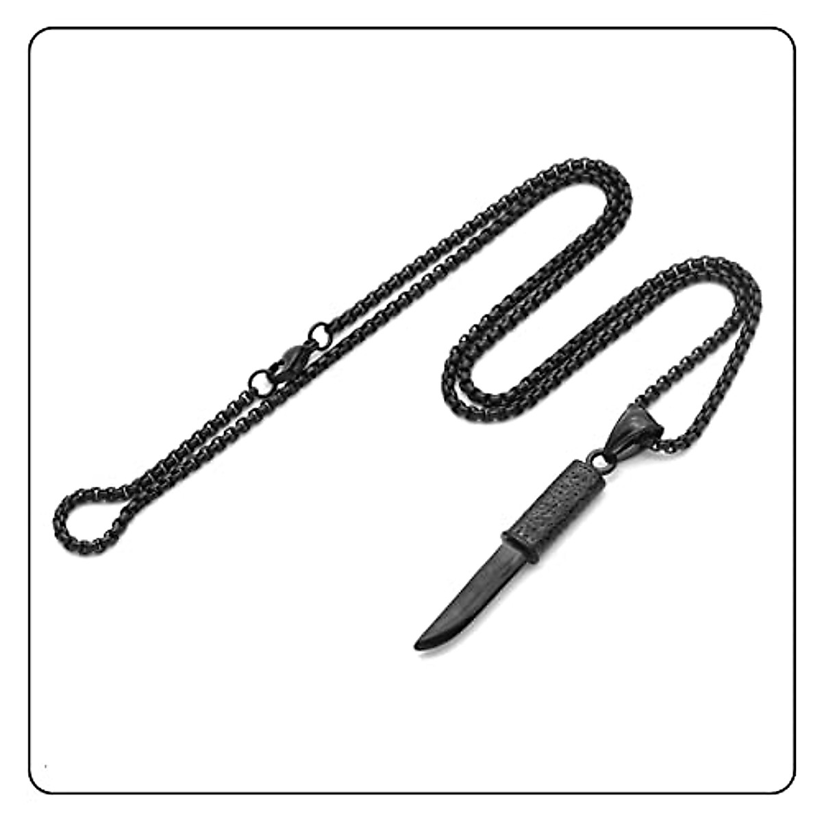 Fusamk Fashion Titanium Steel Dagger Tag Pendant Knife Necklace(1_Black Knife)