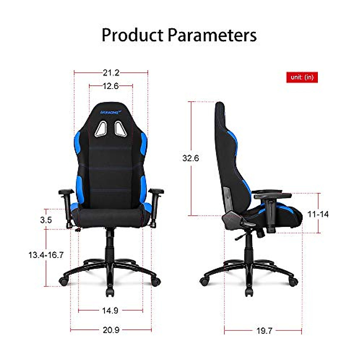 AKRacing Core Series EX-Wide Gaming Chair with Wide Seat, High and Wide Backrest, Recliner, Swivel, Tilt, Rocker and Seat Height Adjustment Mechanisms with 5/10 warranty - Black/Blue
