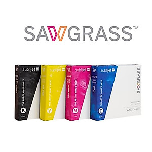 Sawgrass SG500 Sublimation Ink Cartridges Sublijet UHD - Bundle with 2 Rolls Sublimax Heat Resistant Tape (SG500 Ink Cyan Yellow Magenta Black)