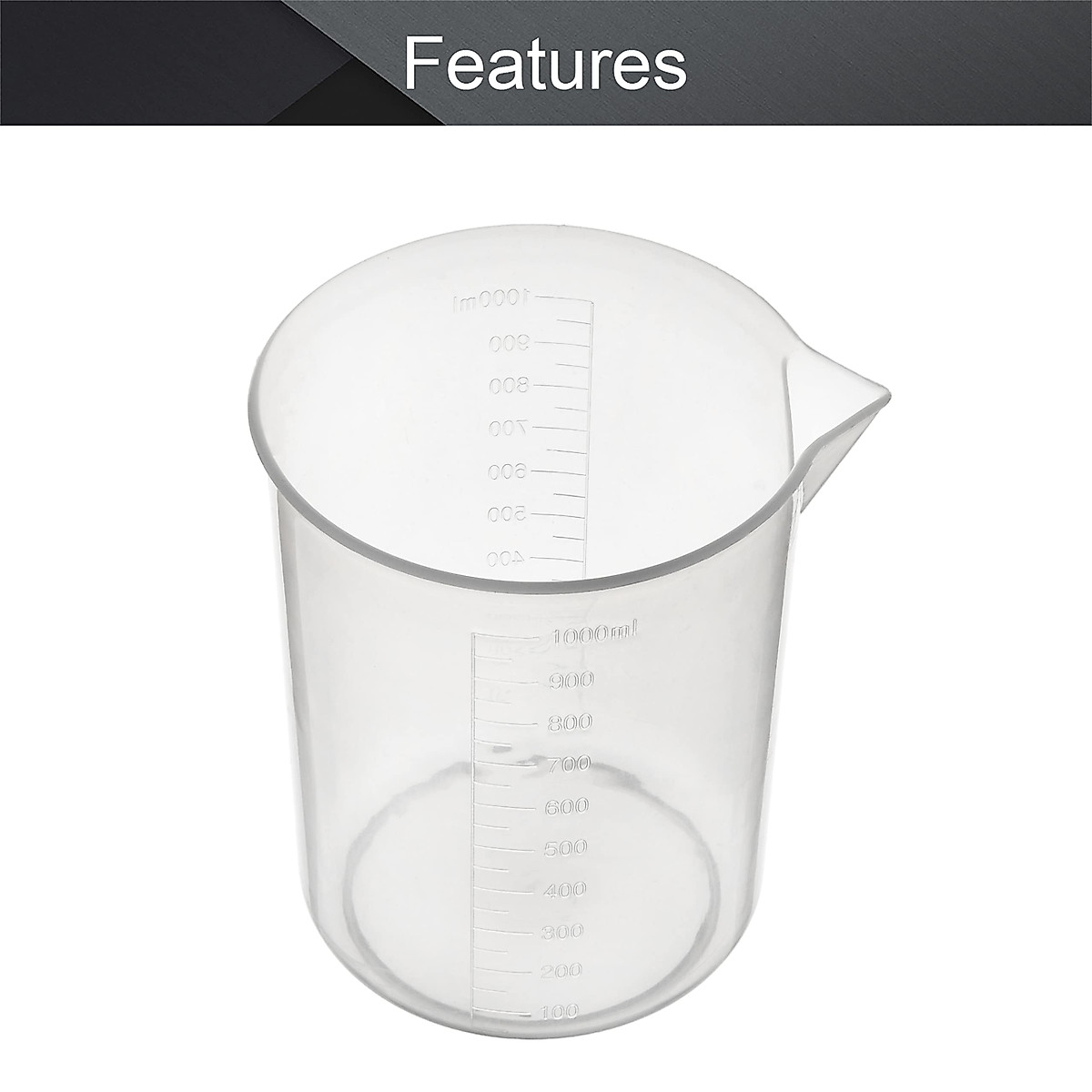 Othmro Measuring Cup 1000ml PP Plastic Graduated Beaker Transparent for Lab Kitchen Liquids 3pcs