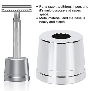Safety Razor Base Holder, Men's Shaving Razor Stand Holder Wide Opening Alloy Universal Men Shaving Brush Drying Stand Toothbrush Holder for Bathroom Countertops Manual Razor Holder for Countertops