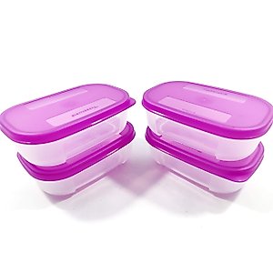 Tupperware Freezer Mini Mate 110 ml Plastic Container (Set of 4) with Free Handkerchief
