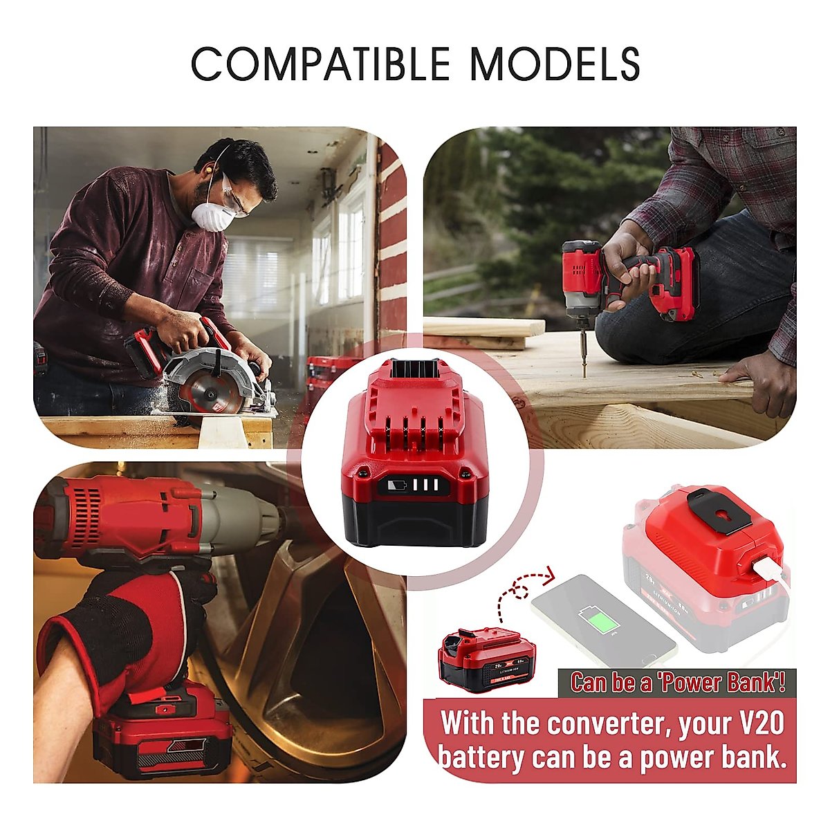 【Upgrade】 2Pack 6.0Ah 20V Replacement Battery for V20 Craftsman 20V Battery MAX CMCB204 CMCB202 CMCB201 CMCD700C1 CMCS500B (All of V20 Cordless Tool Series) High Capacity