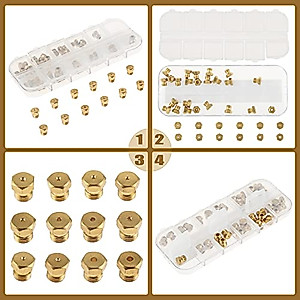 ETERMETA Range Stove Oven Orifice Conversion Kit, Propane Lp Natural Gas Brass Jet Burner Nozzle Replacement Parts M6x0.75 mm Gas Spray Tip 0.3/0.4/0/7/0.8/0.9/1.0/1.1/1.2/1.5/1.7/1.9mm, 36PCS