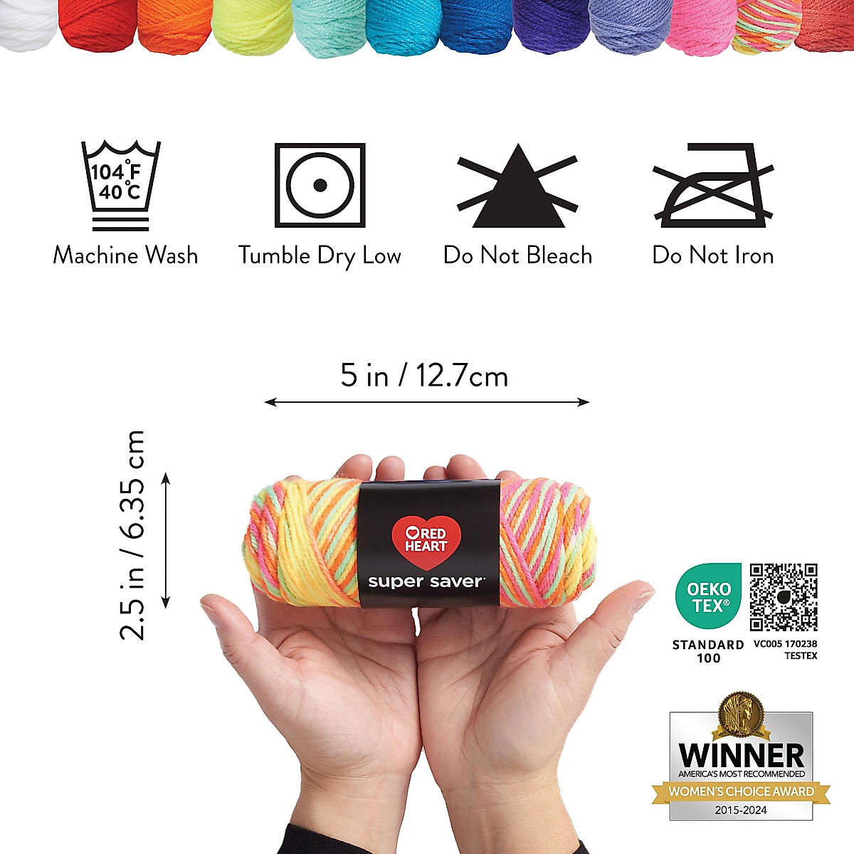 Red Heart Super Saver Yarn Super Craft Kit Brights, with 12 Pack of 50g/1.7 oz. 4 Medium Worsted Yarn for Knitting & Crocheting, 12 Colors, Perfect for Chunky Sweaters, Blankets, Amigurumi