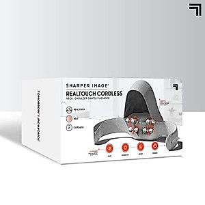 Sharper Image Realtouch Cordless Neck + Shoulder Shiatsu Massager, 3 Speed Settings with Soothing Heat and Optional Hood Attachment, Rechargeable Battery